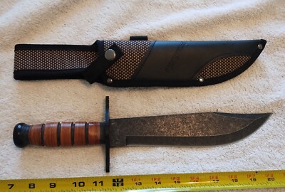 New Bowie Knife, 14" long, powder coated blade, leather handle, heavy ...