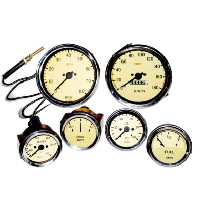 Smiths Replica Gauges Kit-Temp+ Oil+Fuel+ Amp Gauge+Mechanical Tacho ...