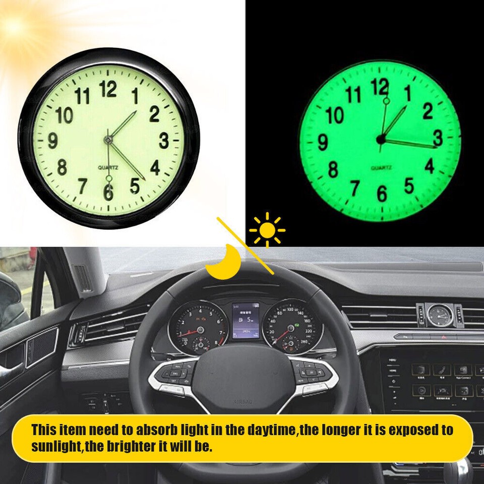 Luminous Car Clock Stick-On Digital Watch Internal Quartz Clocks ...