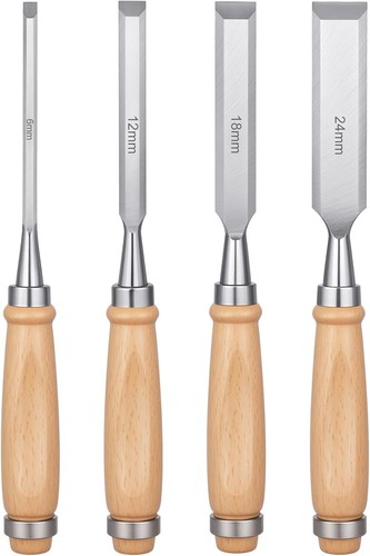 4 Piece Wood Chisel Set Sturdy CR-V Steel Chisel Beech Handle ...
