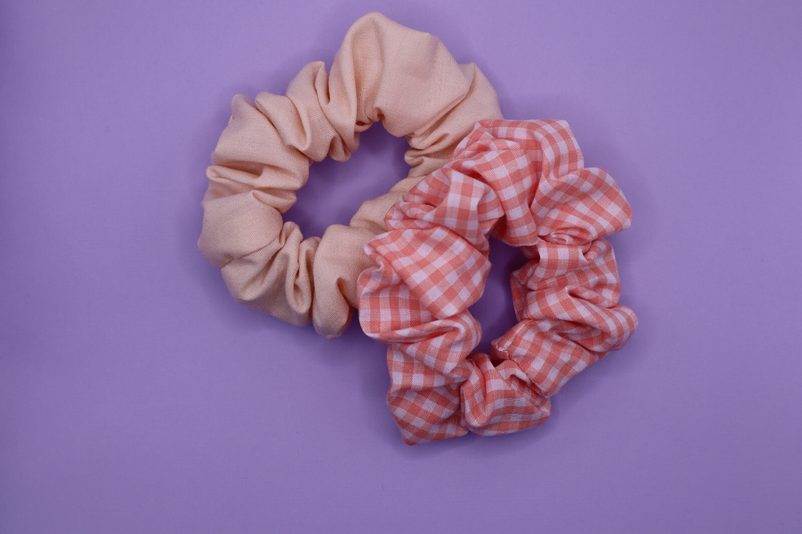 Handmade Hair Scrunchies Peach Gingham and Peach Scrunchies Pack | eBay