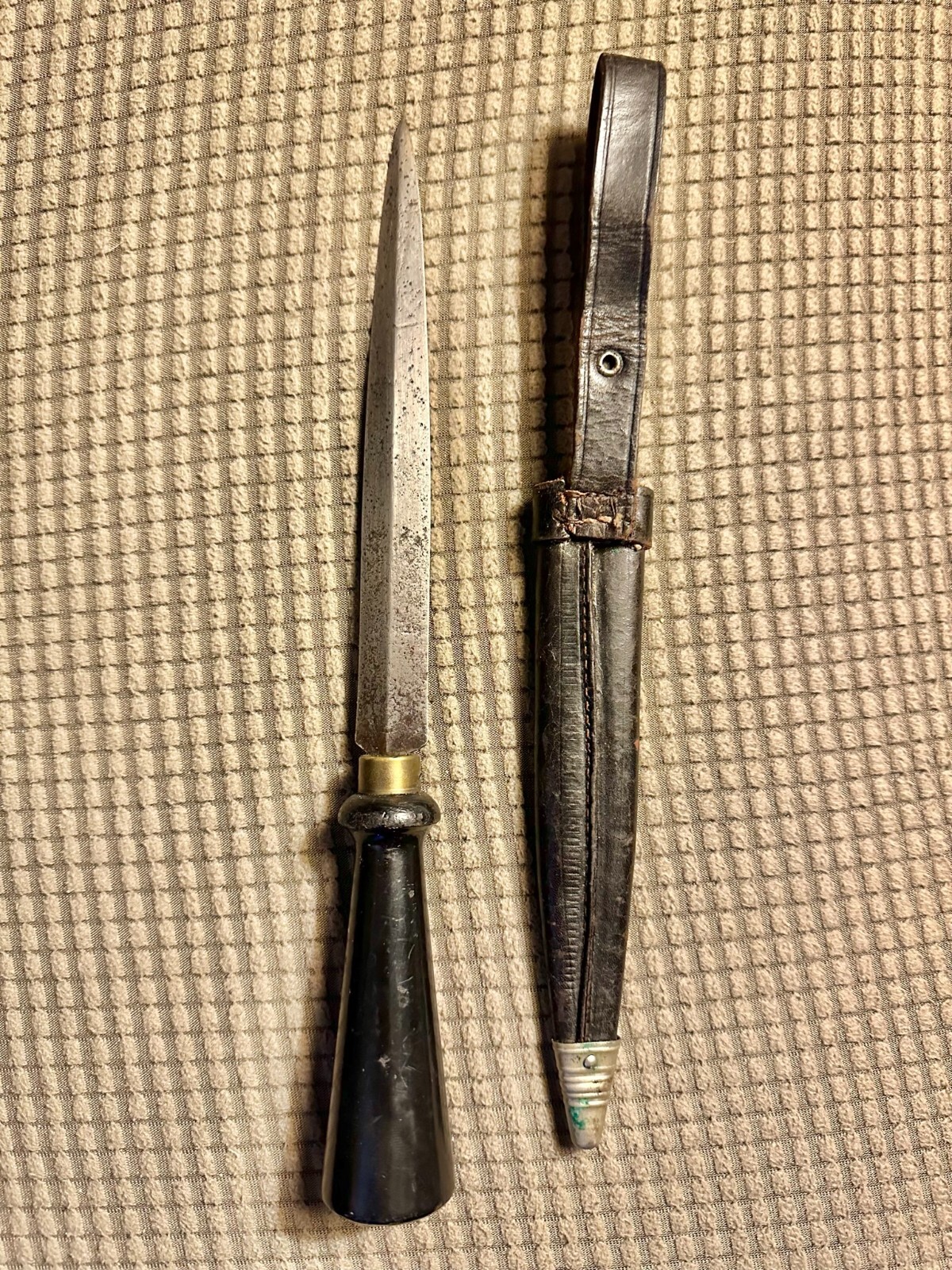 Antique Japanese Dagger Knife leather wrap handle with belt holder | eBay