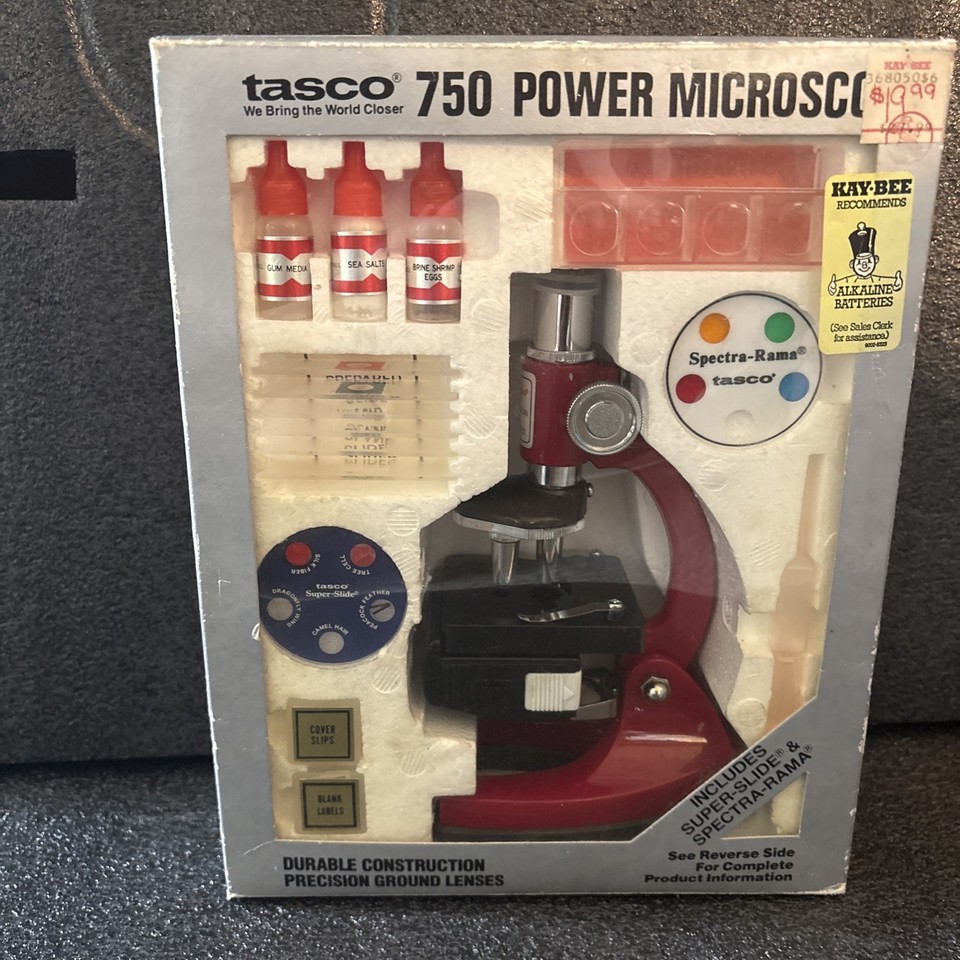 Tasco Vintage Microscope 750 Power Discovery Kit with Super-Slides Spectra-Rama | eBay