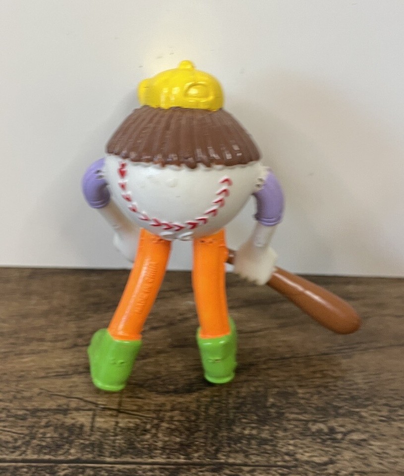 Vintage 2.5" Baseball Man Bendable Bendy Rubber Figure Bat & Ball ...