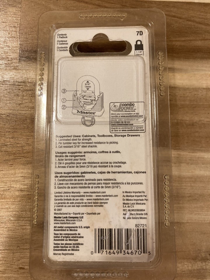 7D Master Lock Steel Shackle With Keys. | eBay