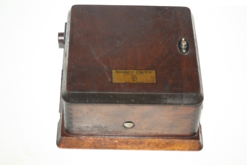 Antique Northern Electric Hand Crank Oak Telephone Switch Case w/Wiring ...