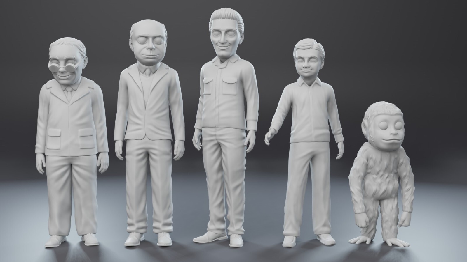 Gerry Anderson Supercar 5 Figure Set 3D printed Mike Jimmy Horatio ...