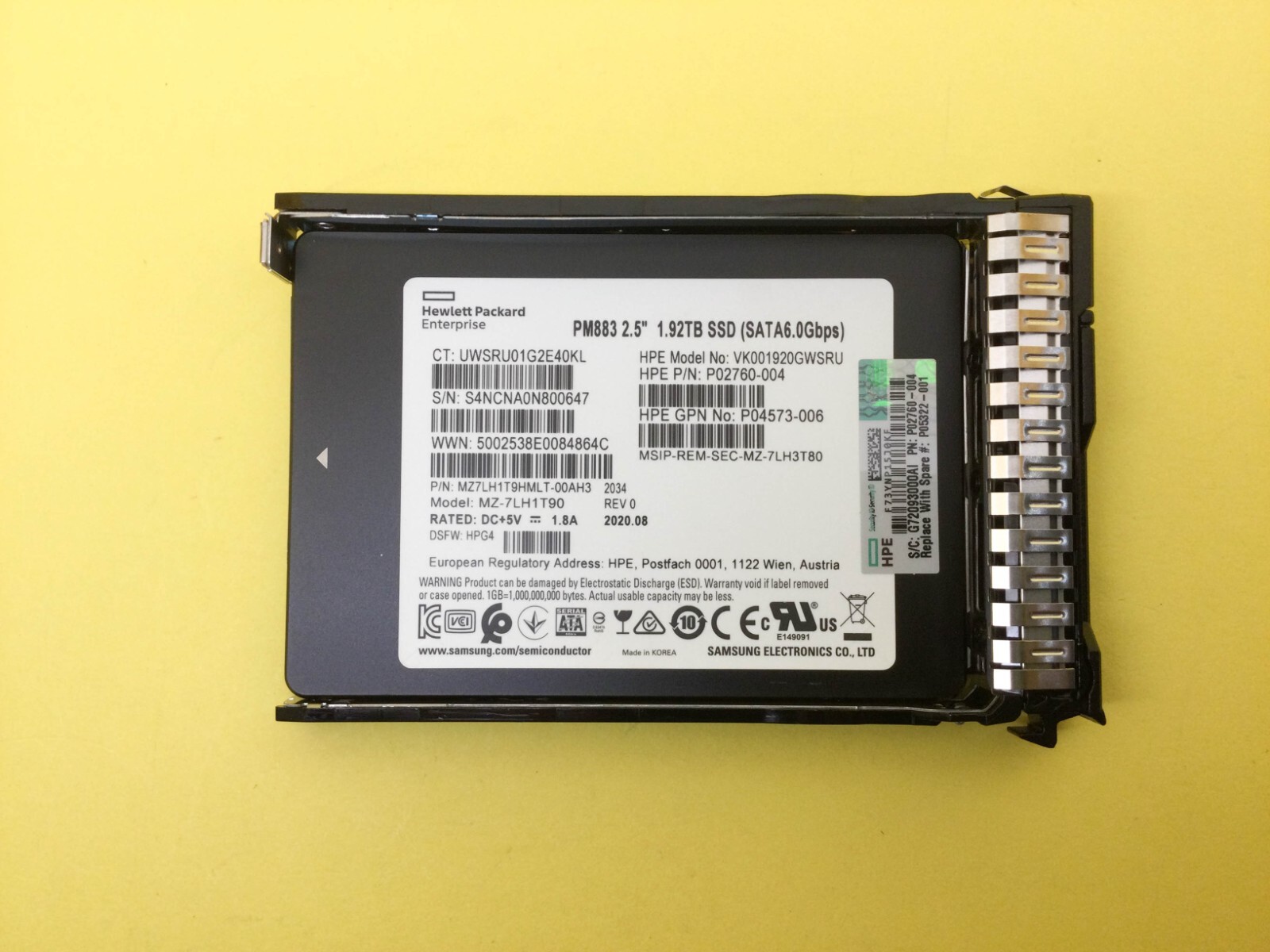 P04566-B21 HPE 1.92TB SATA 6G READ INTENSIVE SFF SC PM883 SSD P05322 ...