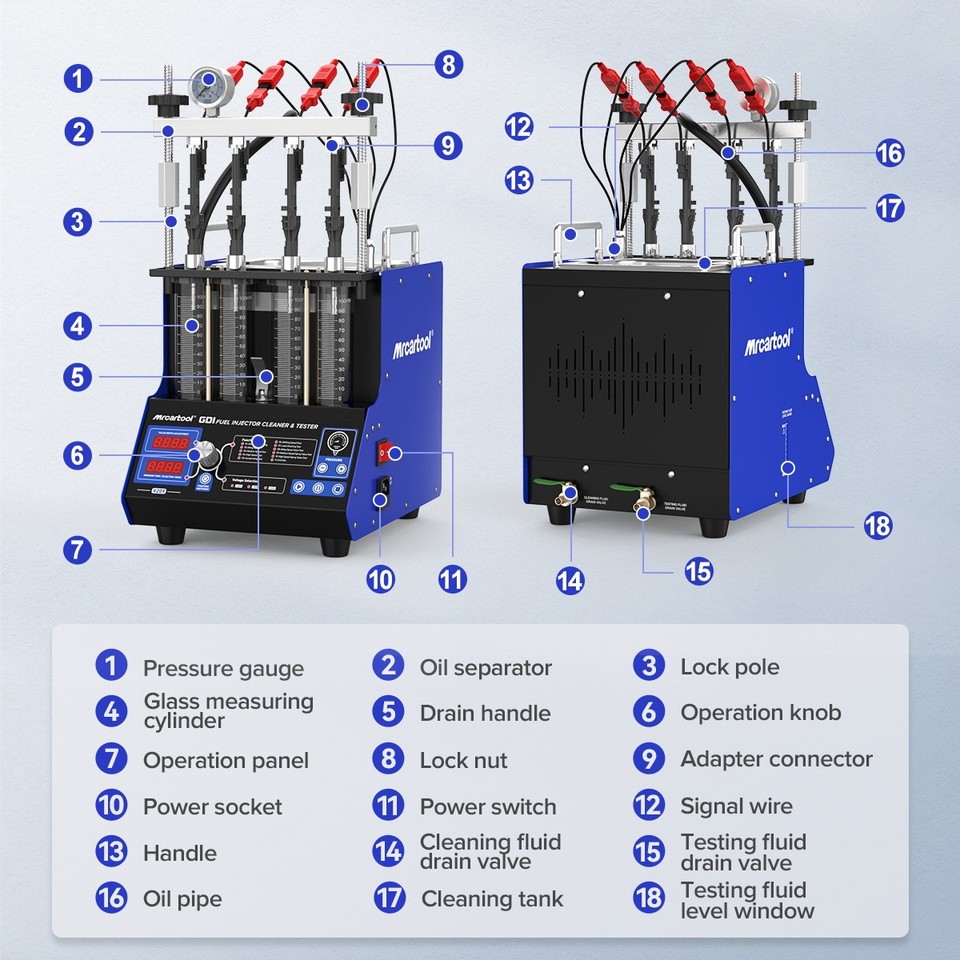 Ultrasonic Fuel Injector Cleaner Tester Injector Cleaning Machine GDI ...