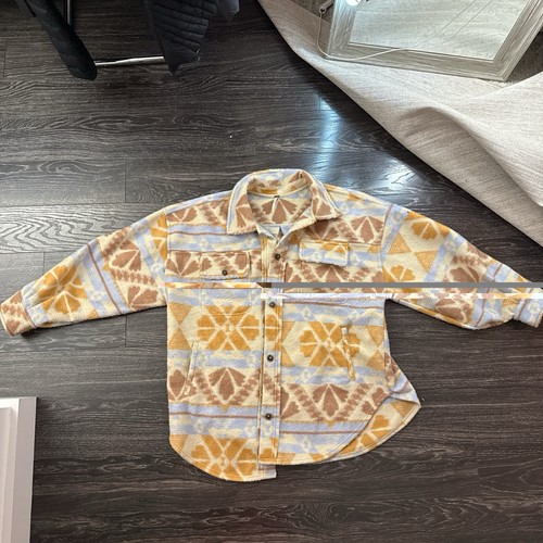 Free People Printed Jacquard Ruby Fleece Jacket Sz L NWT Oversized Boho ...