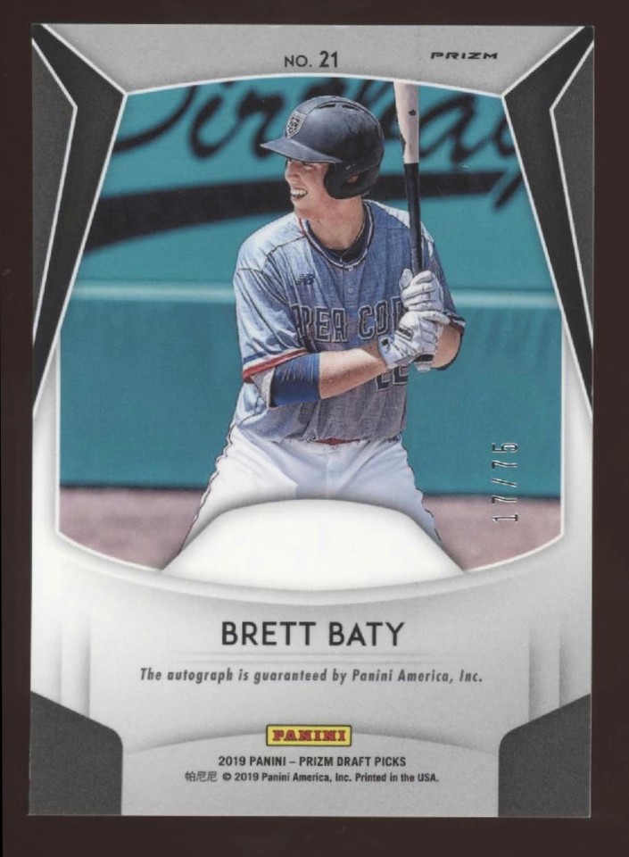 2019 Panini Prizm Brett Baty Auto #17/75 Hyper Prizm #21 Autograph ...