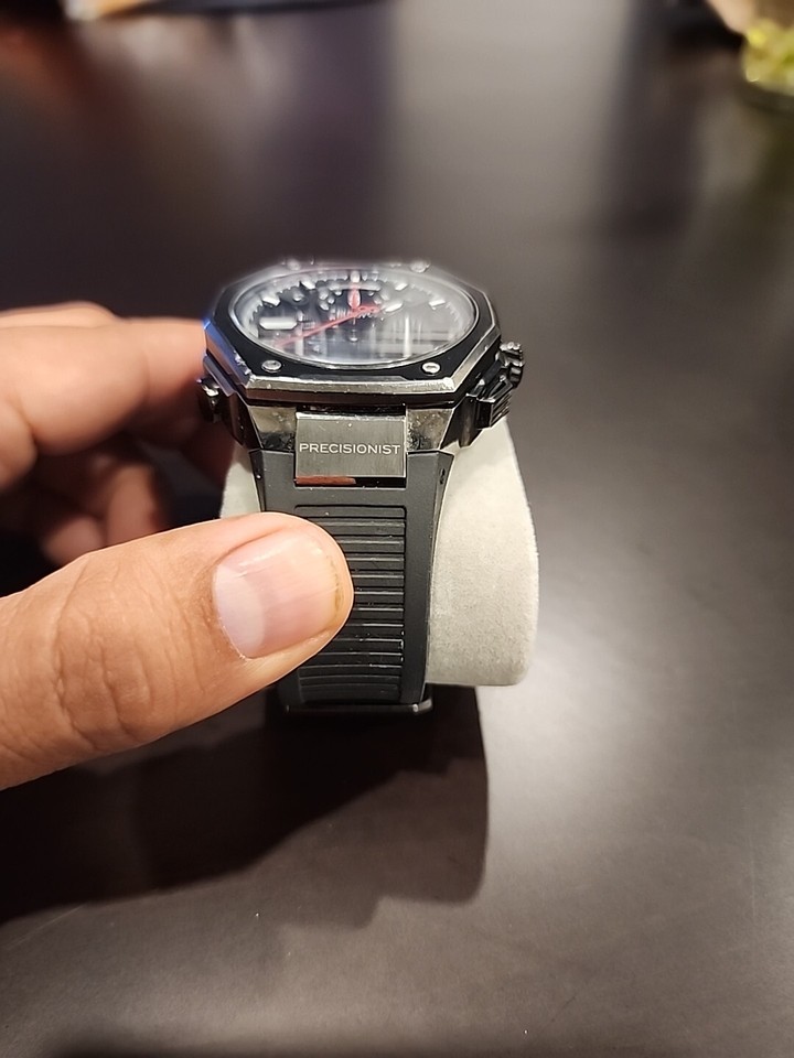 Bulova 98B358 Precisionist 45mm Men's Chronograph Black Rubber Watch ...