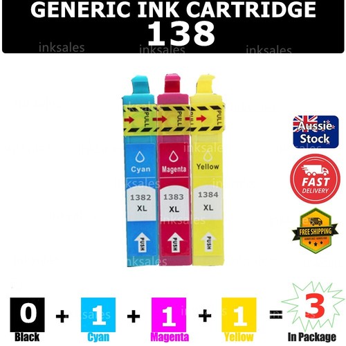 3x Generic 138 Colours Ink Cartridge For Epson WF630 WF3530 WF3540 ...