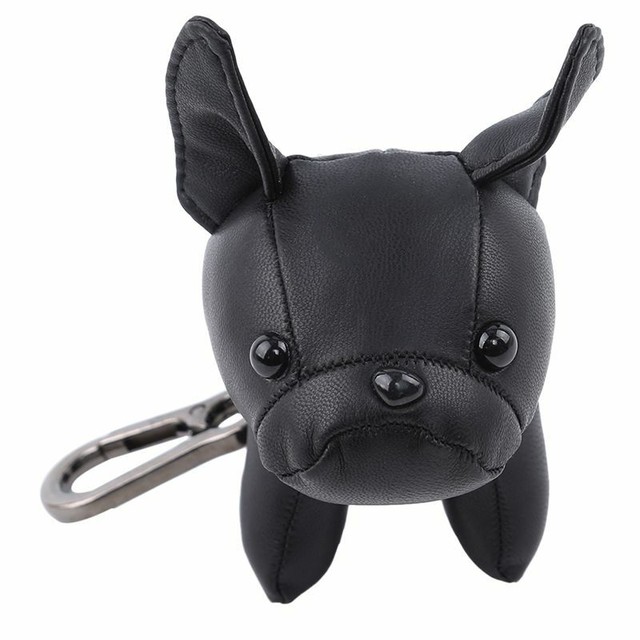 Bulldog Keychain Faux Leather Animal Dog Charm Keyring Key Holder Bags ...