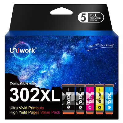 Uniwork 302XL Ink Cartridge Replacement for Epson 302XL Printer Ink ...
