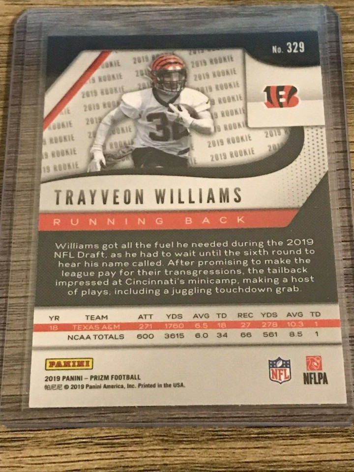 TRAYVEON WILLIAMS 2019 Panini Prizm Cincinnati Bengals Rookie Card #329 ...
