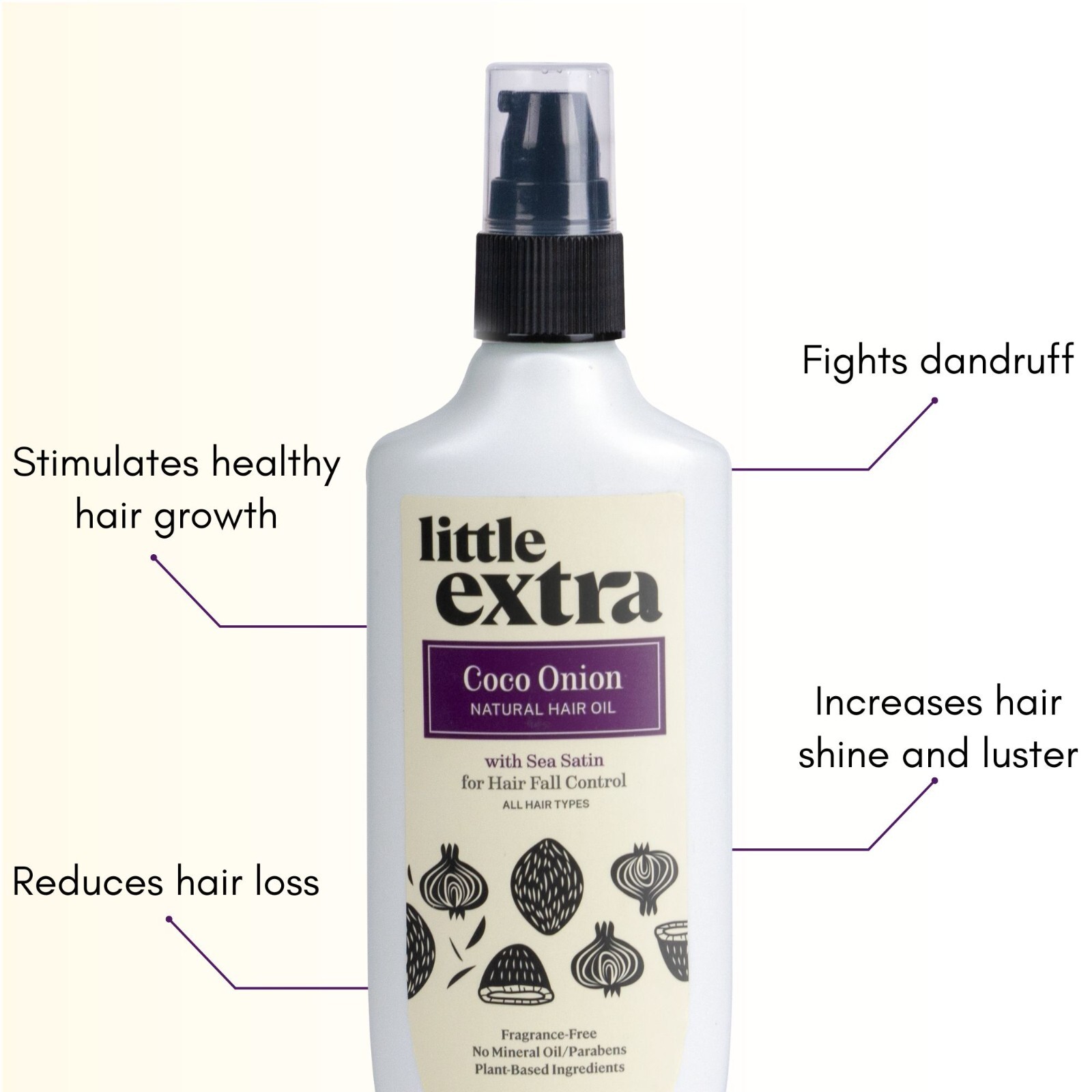 Little Extra Coco Onion Natural Hair Fall Control & Grow Oil 150ml Pack ...