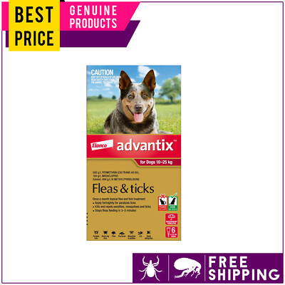 ADVANTIX for Dogs 10 to 25 Kg 6 Doses RED Pack Flea and Tick Treatment ...