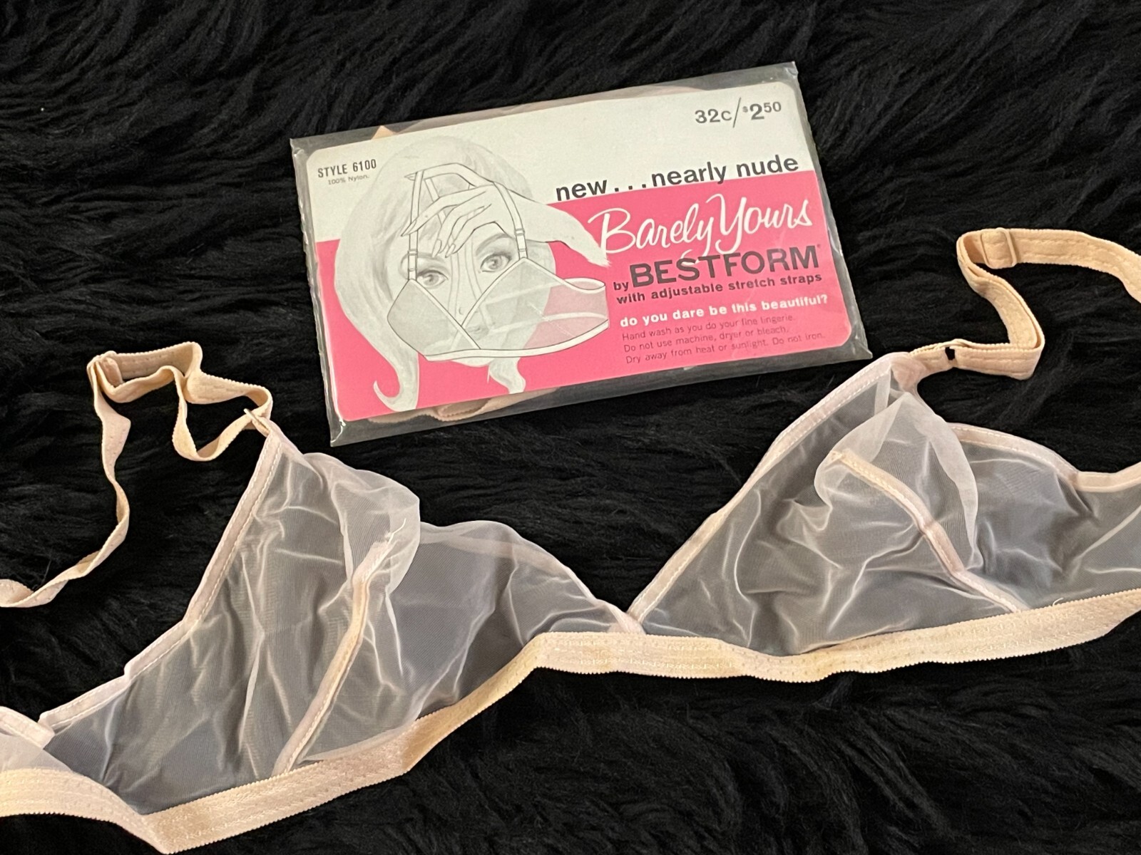 RARE Vtg WATER SHEER Chiffon Bralette Bra 32C Bestfor… - Gem