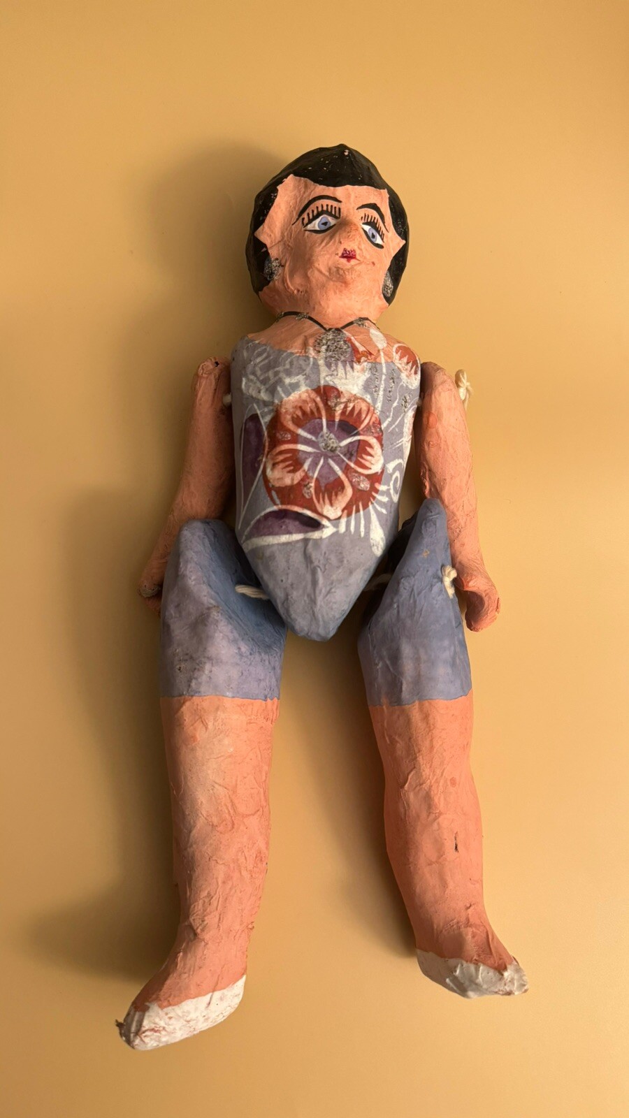 Vtg Mexican Paper Mache Lupita Acrobat Dancer Doll Jointed Painted Folk ...