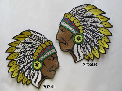 3034 7 1/2"INDIAN CHIEF HEADDRESS EMBLEM PATCH SEW ON EMBROIDERED ...