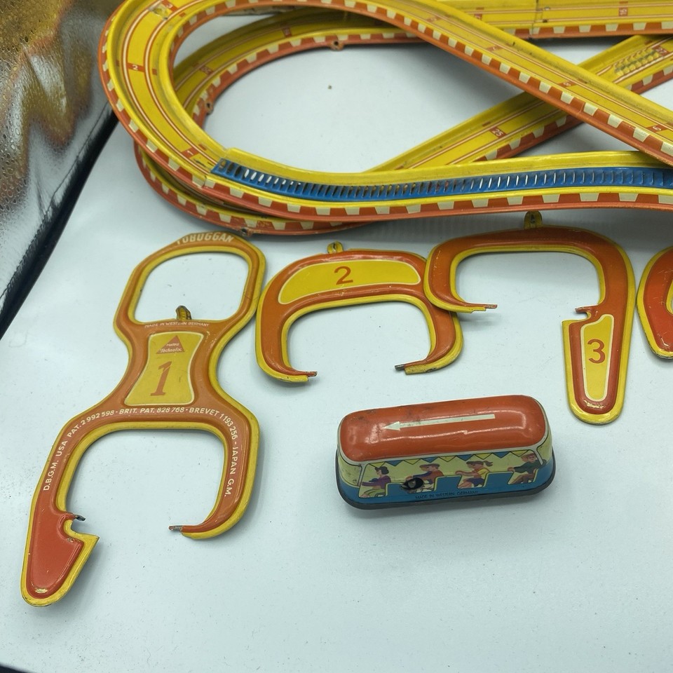 Vintage Technofix Toboggan Tin Litho Wind-Up Track Set Germany Read | eBay