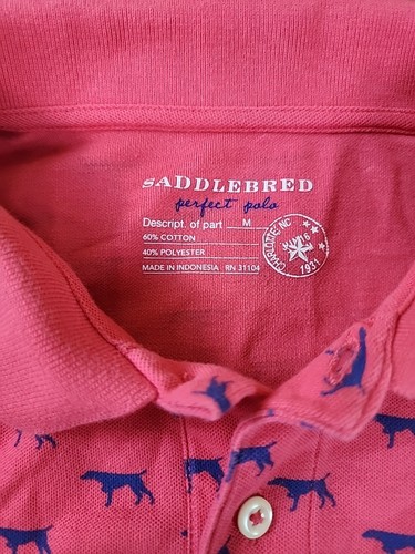 Saddlebred Mens Perfect Polo Shirt Size Medium Fusha Pink w/Blue ...
