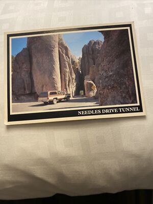 Postcard Needles Drive Tunnel Custer State Park SD some writing 30A ...
