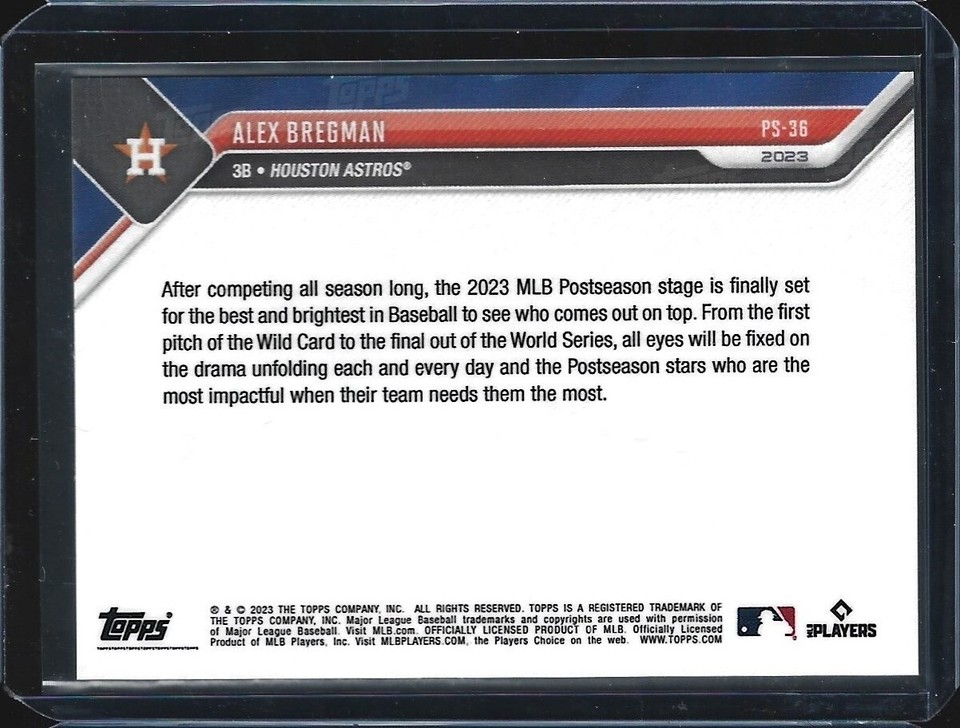 Alex Bregman 2023 Topps Now Stars of the Postseason Navy #d/23 ...