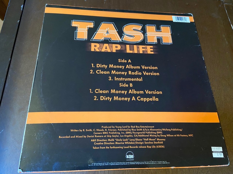 Tash~Rap Life featuring Raekwon~12" SINGLE~Loud Records~90s Hip Hop Rap ...