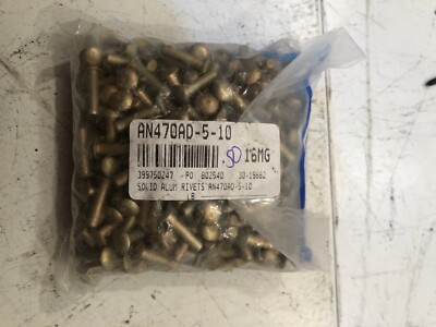 AN 470 AD 5-10, Hard 2117-T4 Aluminum Universal Head Solid Rivet, 5/32 ...