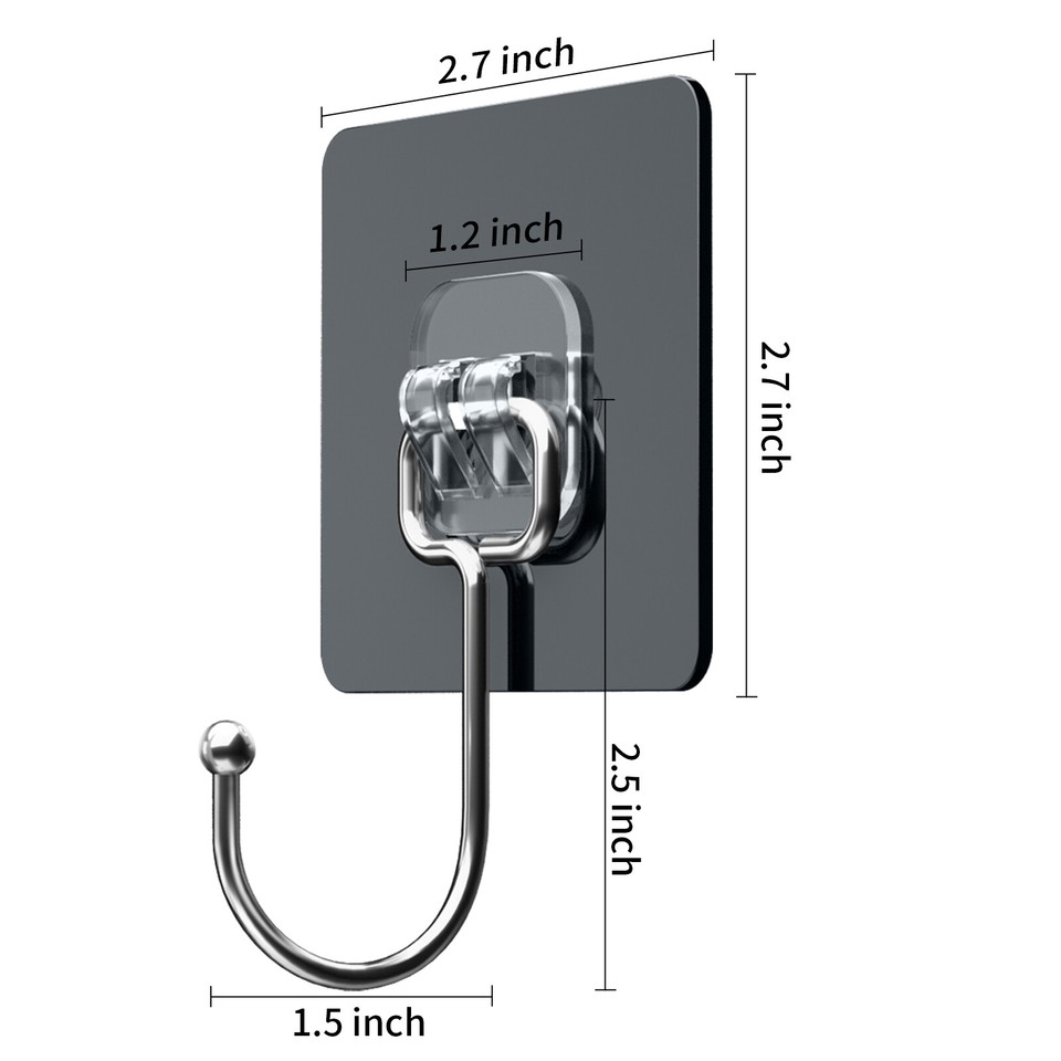 10/20/30 PCS Stainless Steel Adhesive Sticky Hooks Heavy Duty Wall Hook ...