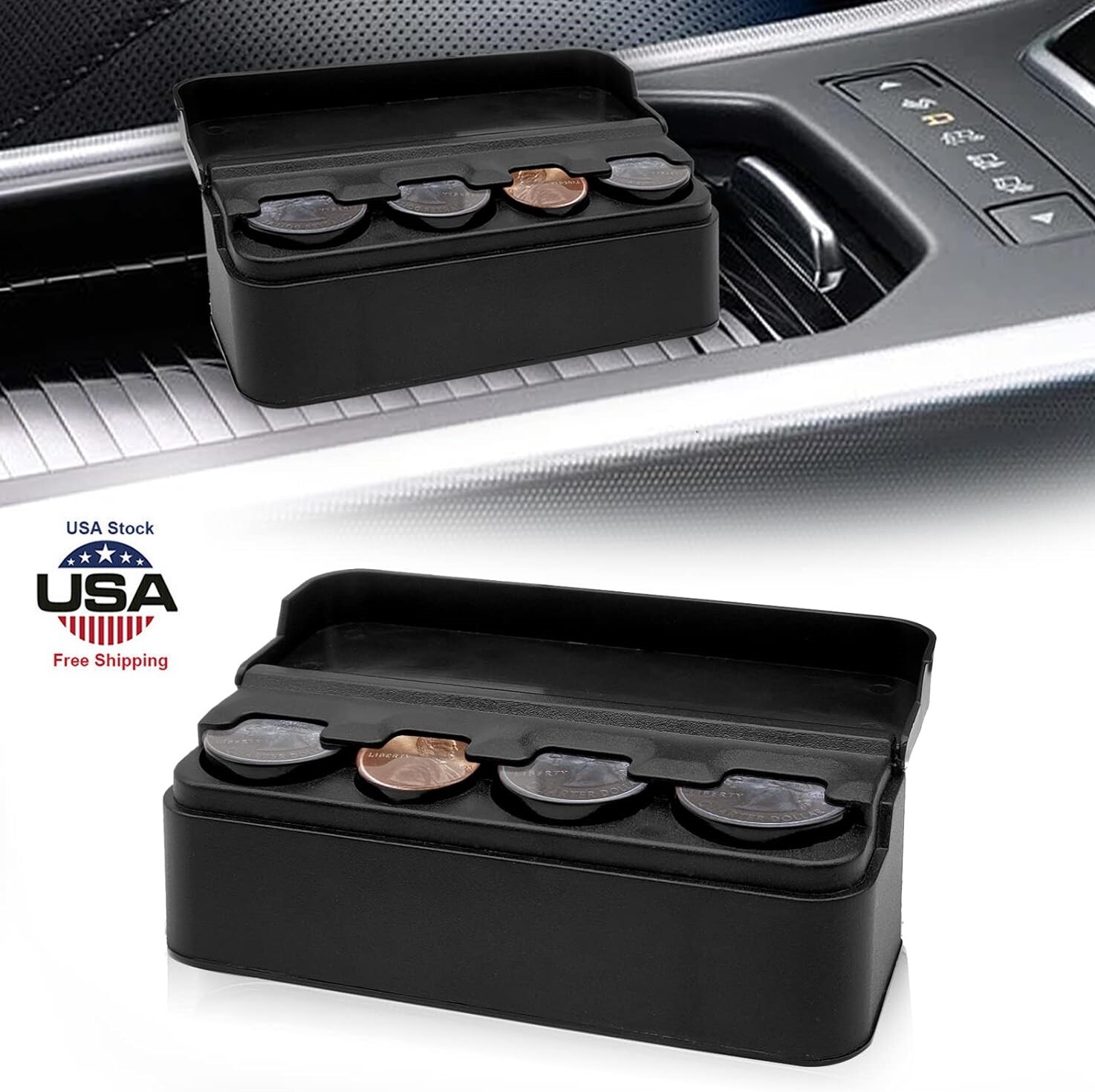 Portable Car Coin Organizer Case Loose Change Storage Box Coin Holders ...