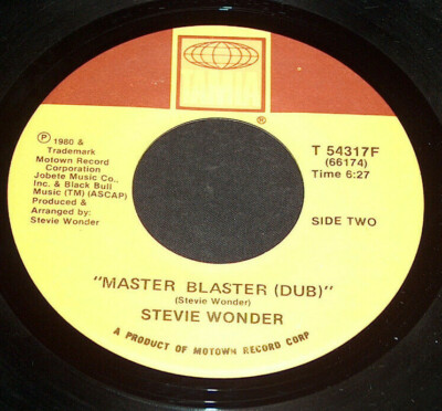 45 RPM Stevie Wonder "Master Blaster (Jammin) (Dub) Tamla Motown Vinyl ...