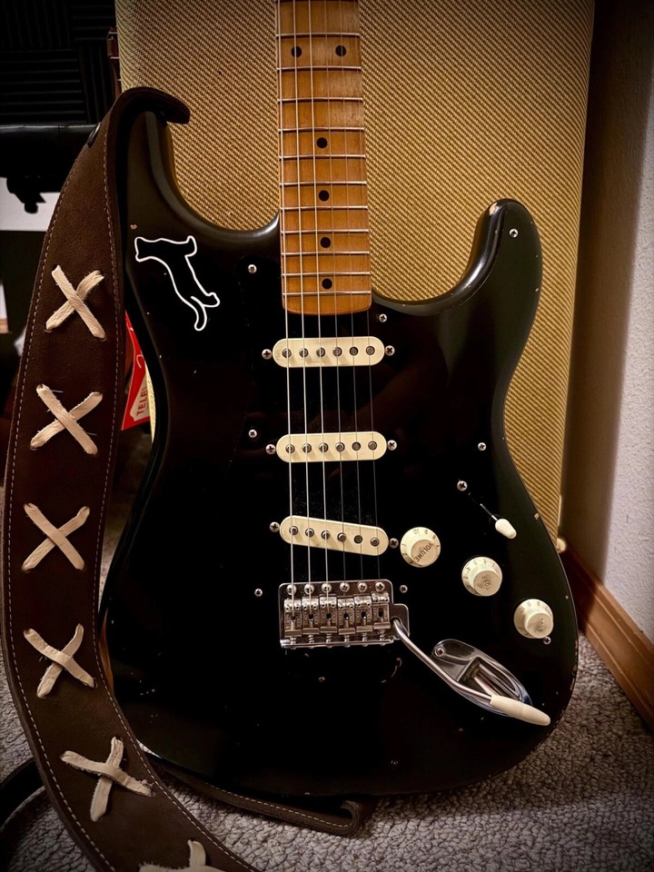 David Gilmour Black Cat Guitar Decal Sticker Luck And Strange Black ...