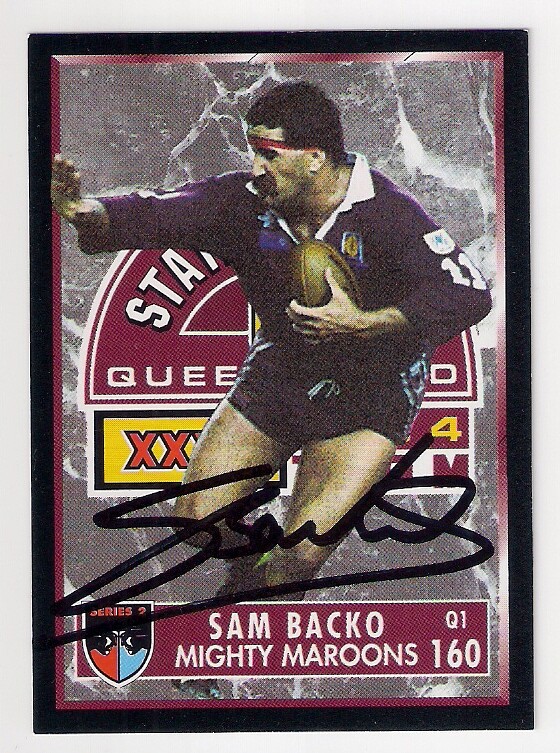 SIGNED SAM BACKO QLD STATE OF ORIGIN MIGHTY MAROONS LEGENDS 1994 NRL ...