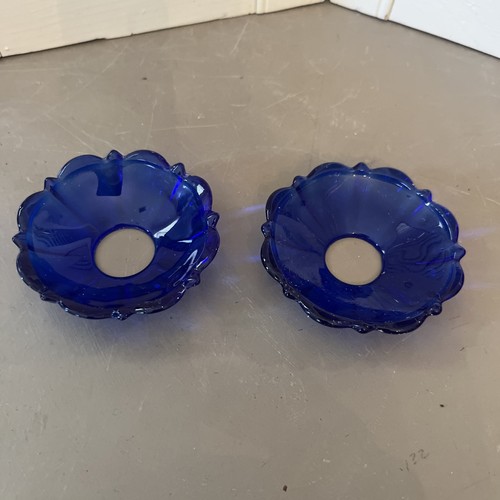Vintage Pair Of Cobalt Blue Glass Candle Bobeche 3 Inch Diameter | eBay
