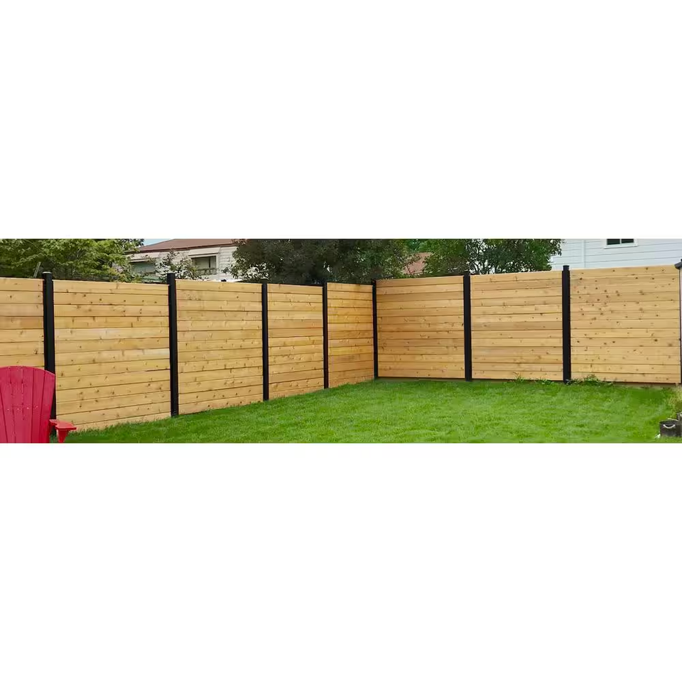 Slipfence Aluminum Fence Channel Kit 70in Black 6ft Panel Wood Privacy ...