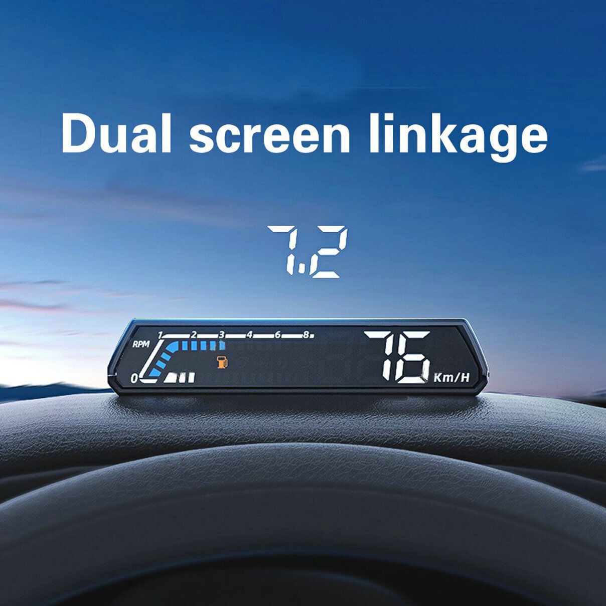 Car Head Up Display HUD Dual Screen OBD ABS Speed Alarm Speedometer ...