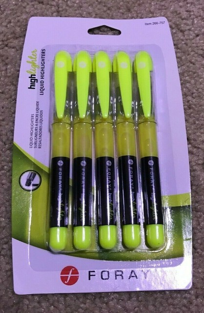 FORAY Liquid Ink Highlighters With Chisel Tips Yellow Pack of 5 X2 ...