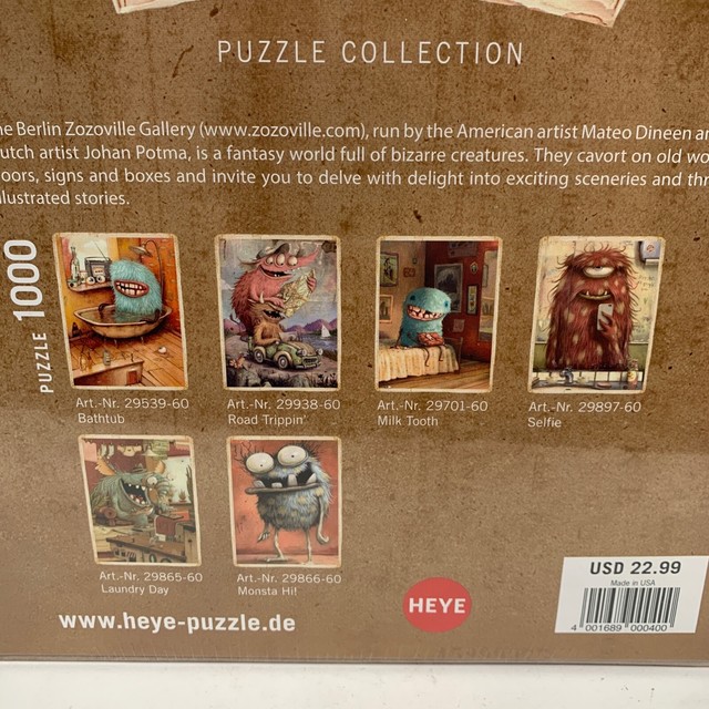 Zozoville Monsters Laundry Day 1000 Piece Puzzle by Heye for sale ...