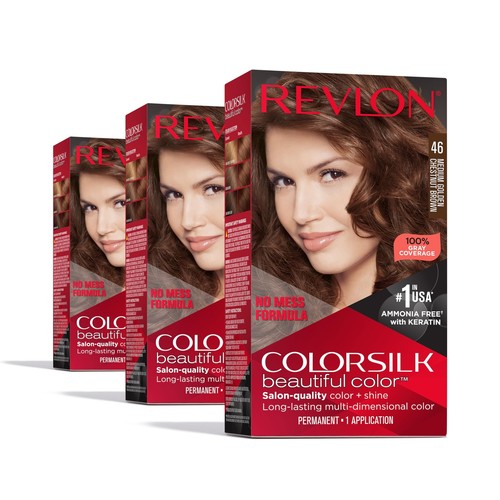 Revlon ColorSilk Beautiful Color Medium Golden Chestnut Hair Dye Pack ...