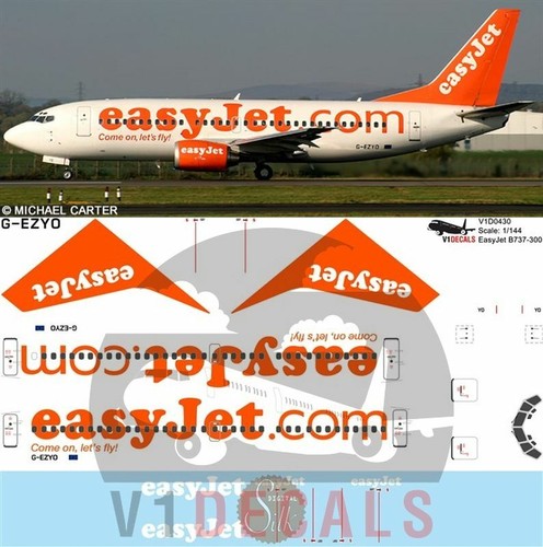 V1 Decals Boeing 737-300 EasyJet for 1/144 Minicraft Model Airplane Kit ...