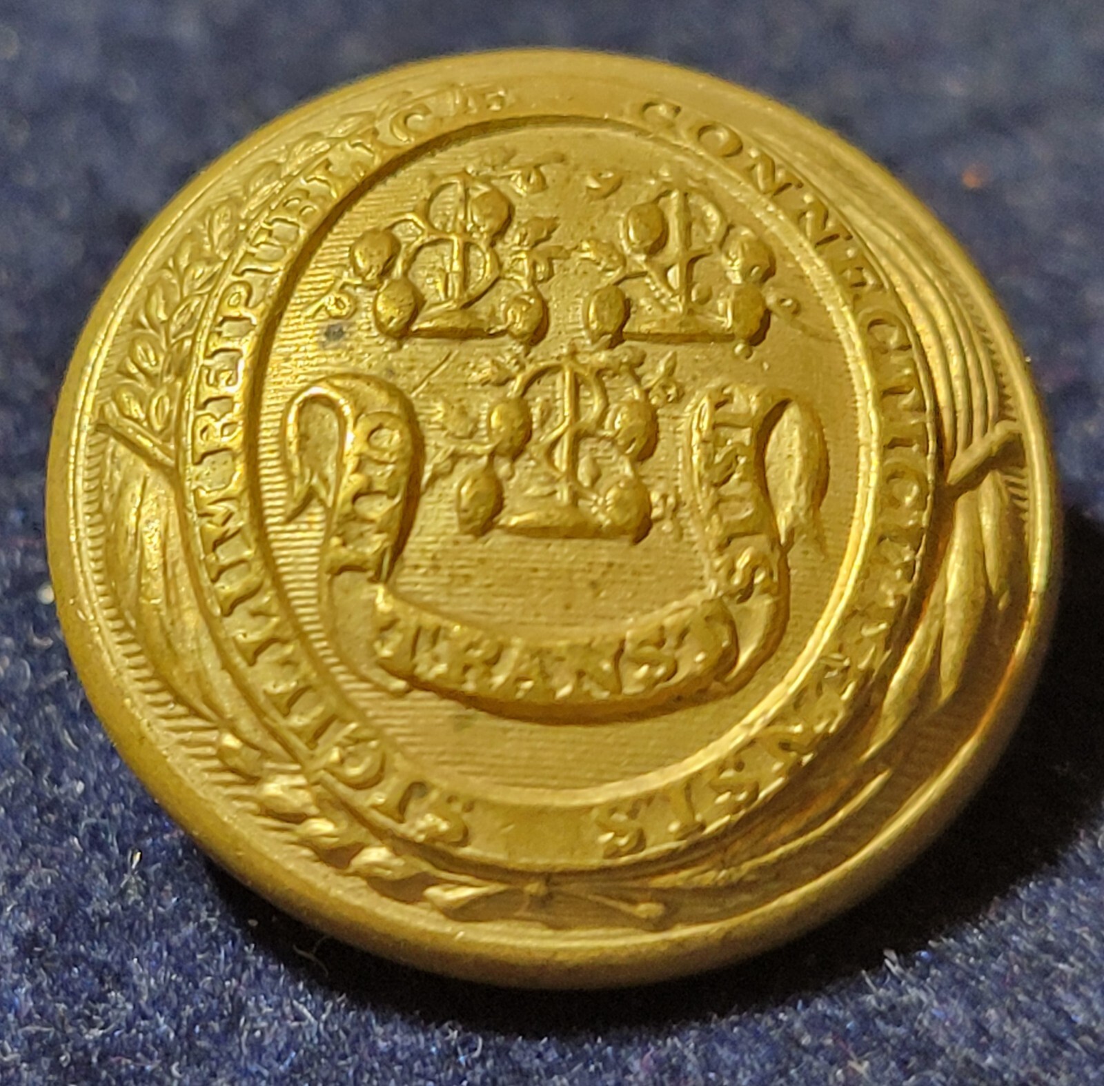 CIVIL WAR ERA 2 PIECE STATE OF CONNECTICUT MILITIA BUTTON ALBERTS# CT ...