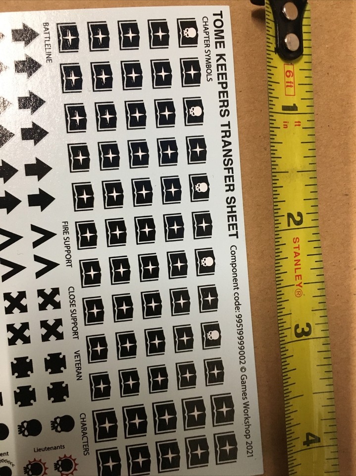 NEW Tome Keeper Chapter Transfer Sheet Decals Warhammer 40k Number ...