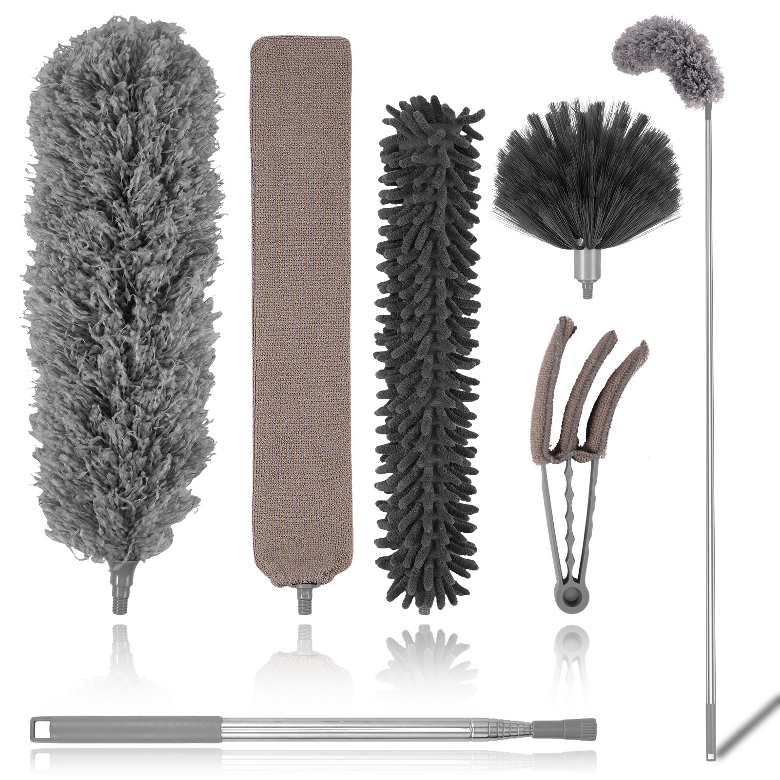 6Pcs Cleaning Duster Extension Long Handle Bendable Feather Duster Gap ...