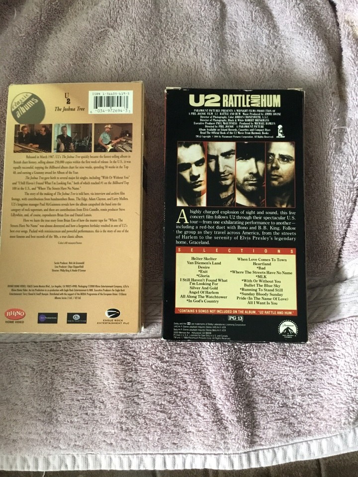 U2 VHS Lot The Unforgettable Fire Collection, Live At Red Rocks, Rattle ...