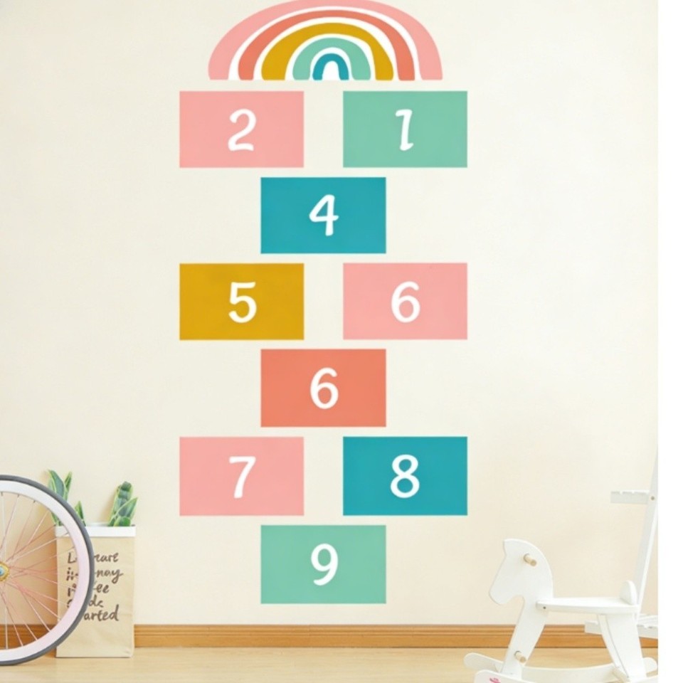 Easy Apply Number Wall Stickers Colorful Squares for Living Room Decor ...