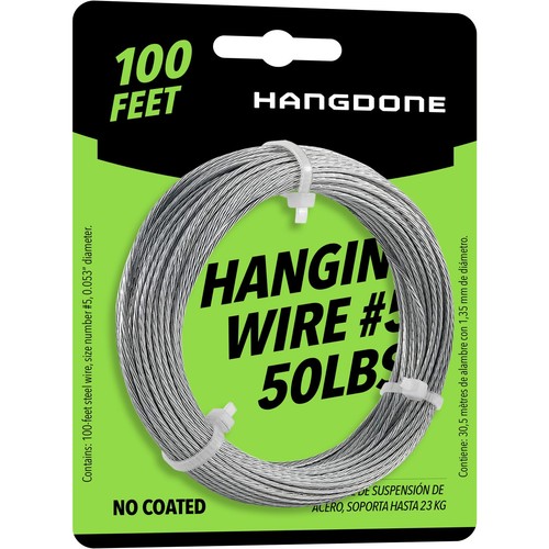 Picture Hanging Wire #5 50lbs 100-Feet, Flexible Steel Wire 16 Gauge ...