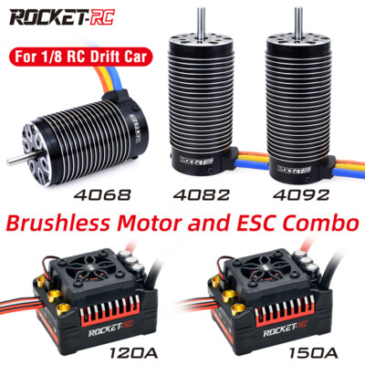 Rocket-RC 4092 4082 Brushless Motor 120A 150A ESC for 1/8 RC Monster ...